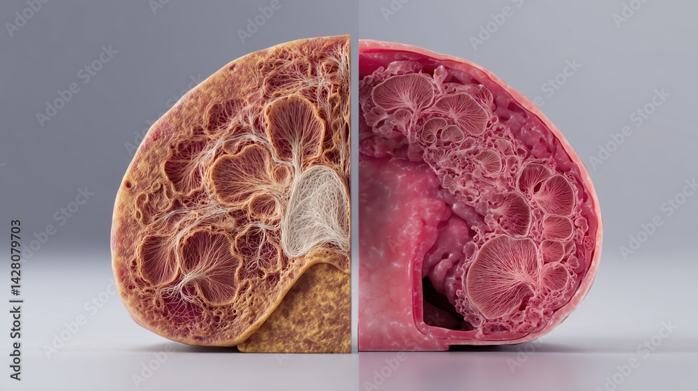 Preeclampsia Awareness Month. Split-screen comparison of normal ...
