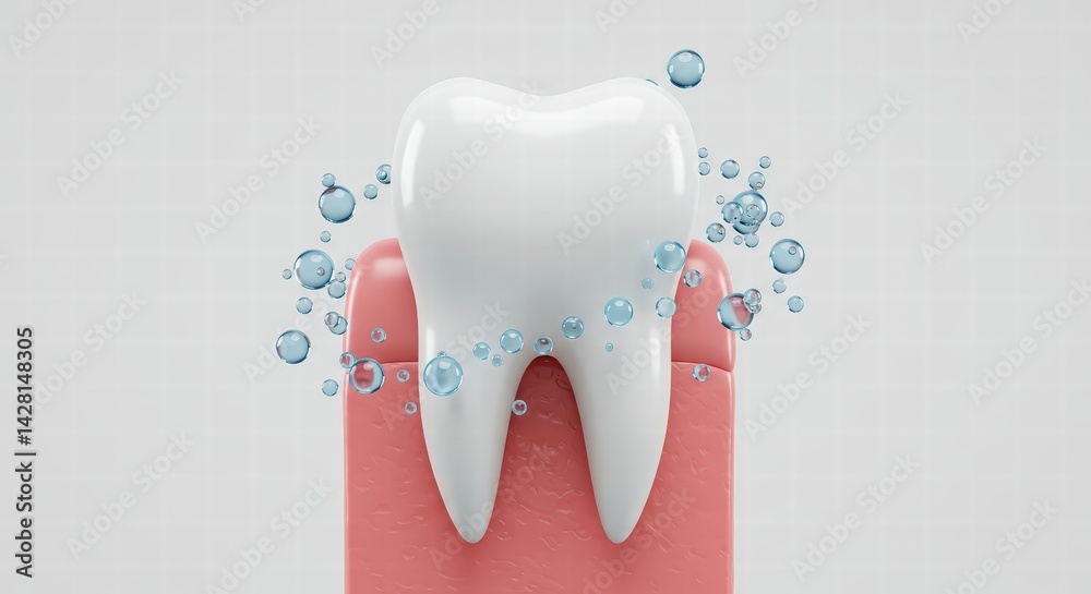 Ilustración de Stock Healthy gums and teeth with fluoride Liquid Bubble ...