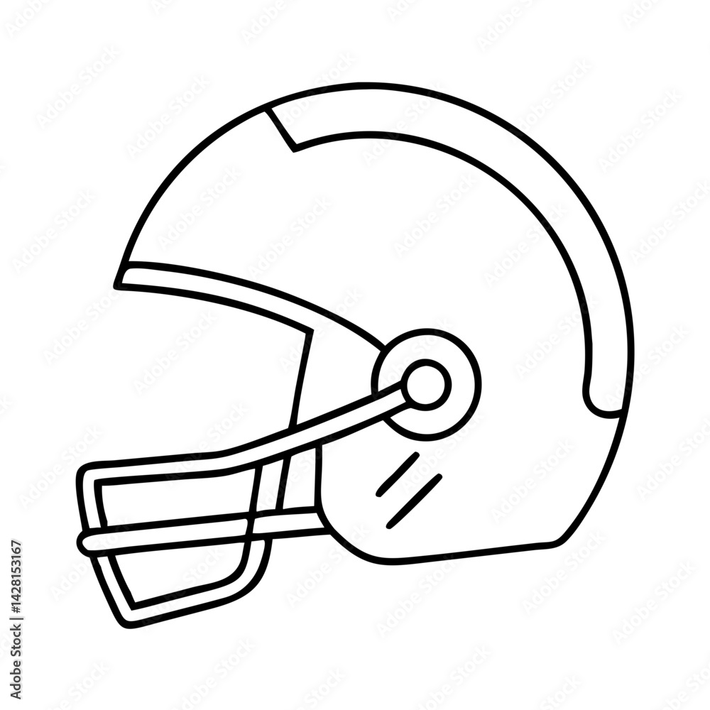 football helmet icon, football helmet line art - simple line art of ...