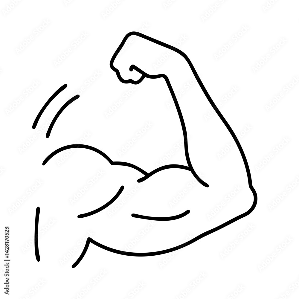 muscle arm icon, muscle arm line art - simple line art of muscle arm ...