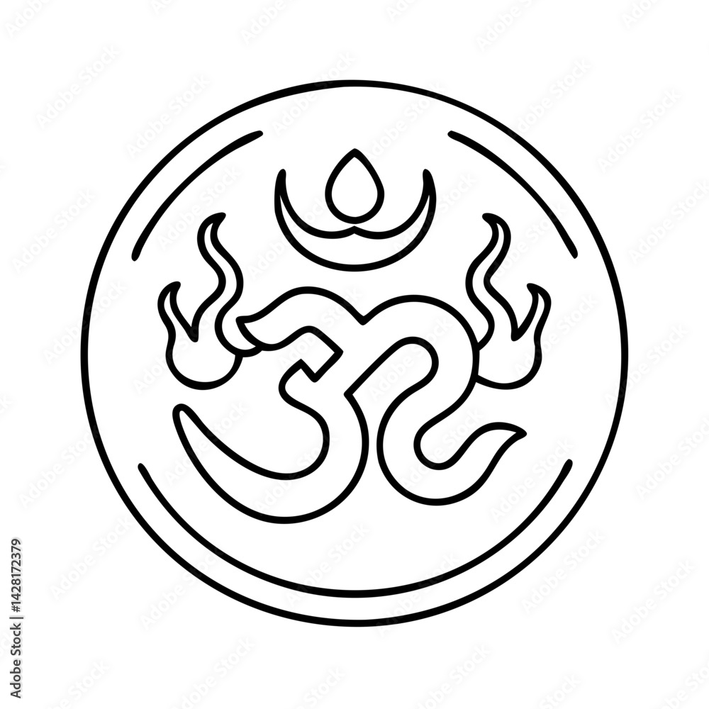 Стоковое векторное изображение «om symbol icon, om symbol line art ...