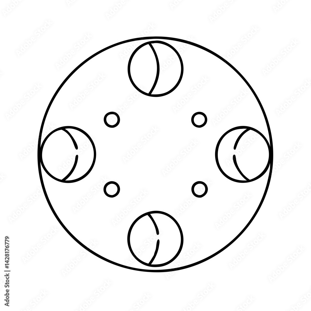 phases of the moon diagram icon, phases of the moon diagram line art ...