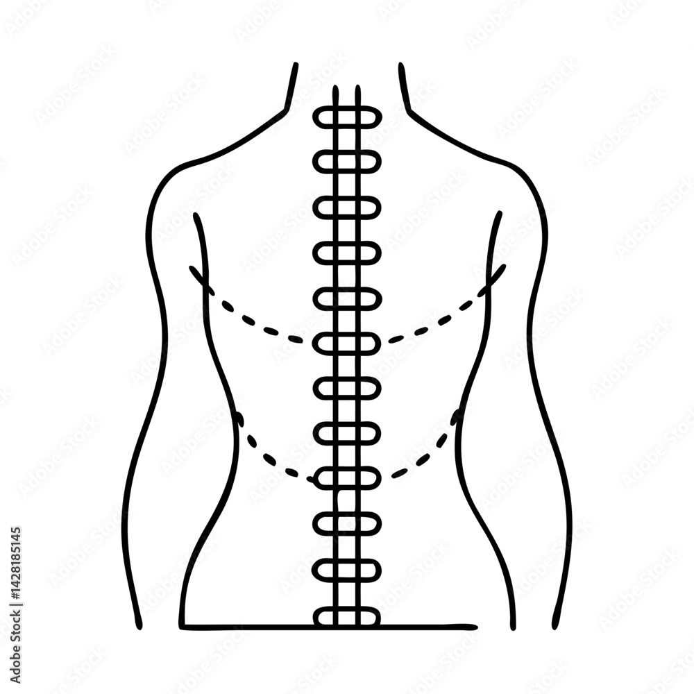 spinal alignment icon, spinal alignment line art - simple line art of ...