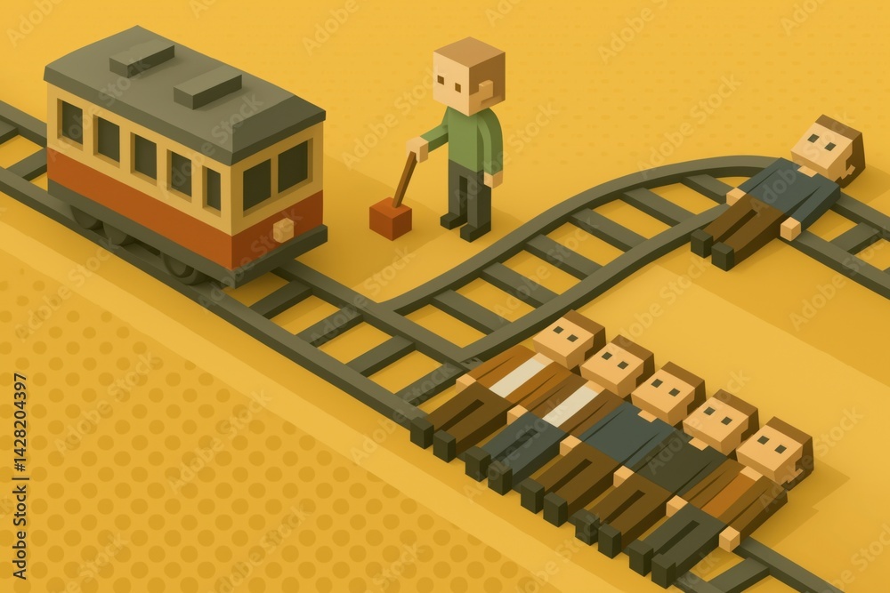 Illustration Stock Trolley Problem Ethical Debate: Analyzing AI Moral ...