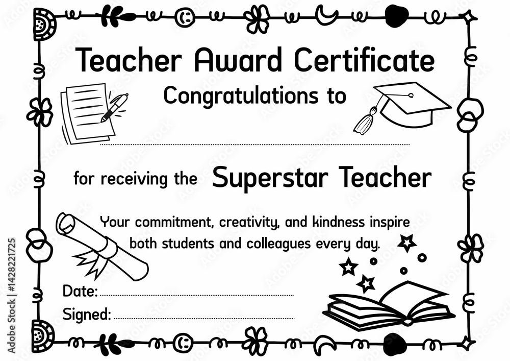 Teacher Appreciation Award Certificate for Kids | Printable Template ...