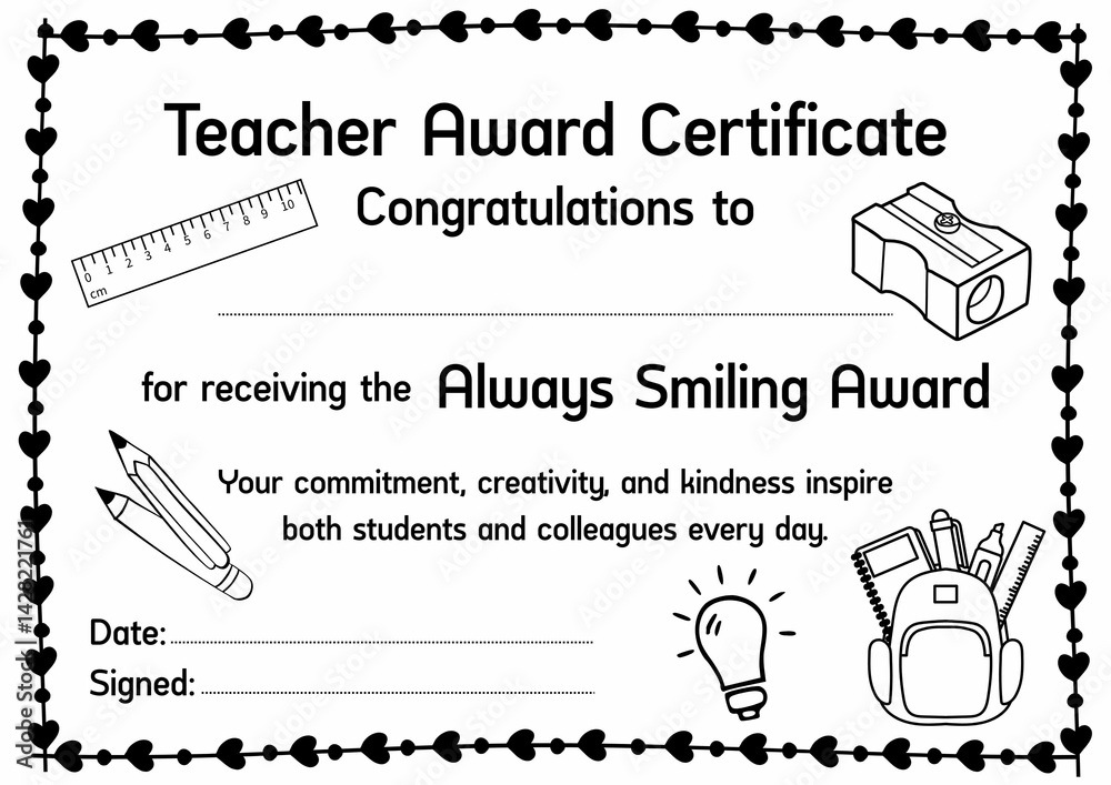 Teacher Appreciation Award Certificate for Kids | Printable Template ...