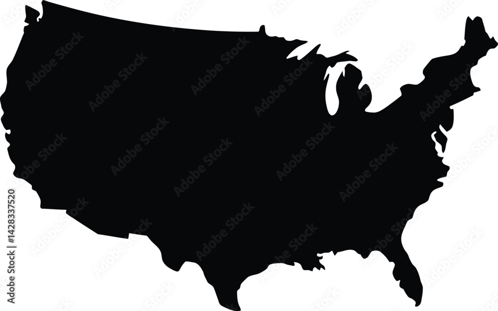 Bold USA Map Vector with Outlined States – Modern Black Silhouette ...