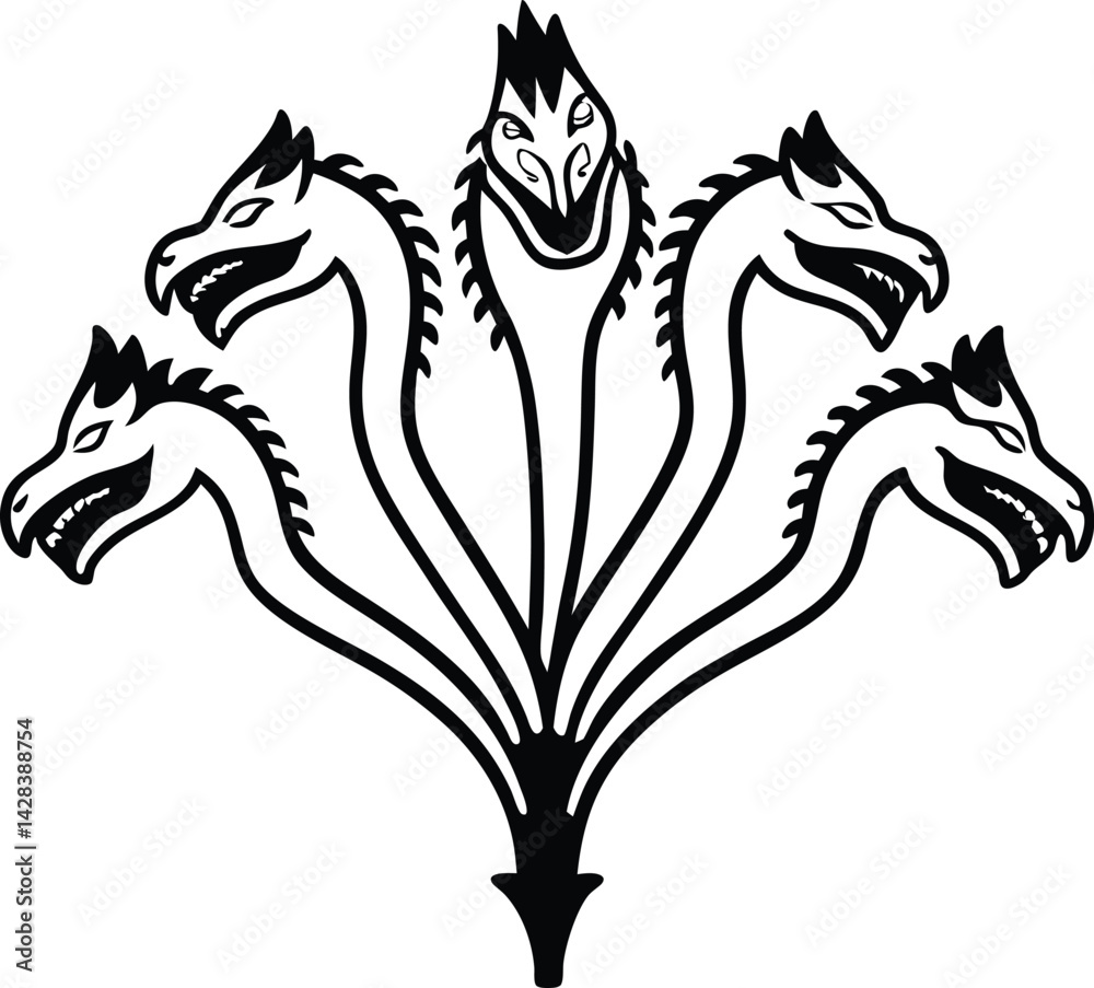 Hydra Art Set Of Silhouette Vector, strength, mythological, sharp edges ...