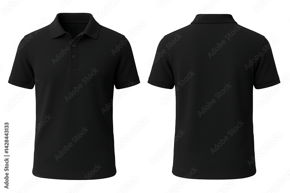 Black Polo Shirt Front and Back view Mockup Isolated on Transparent ...