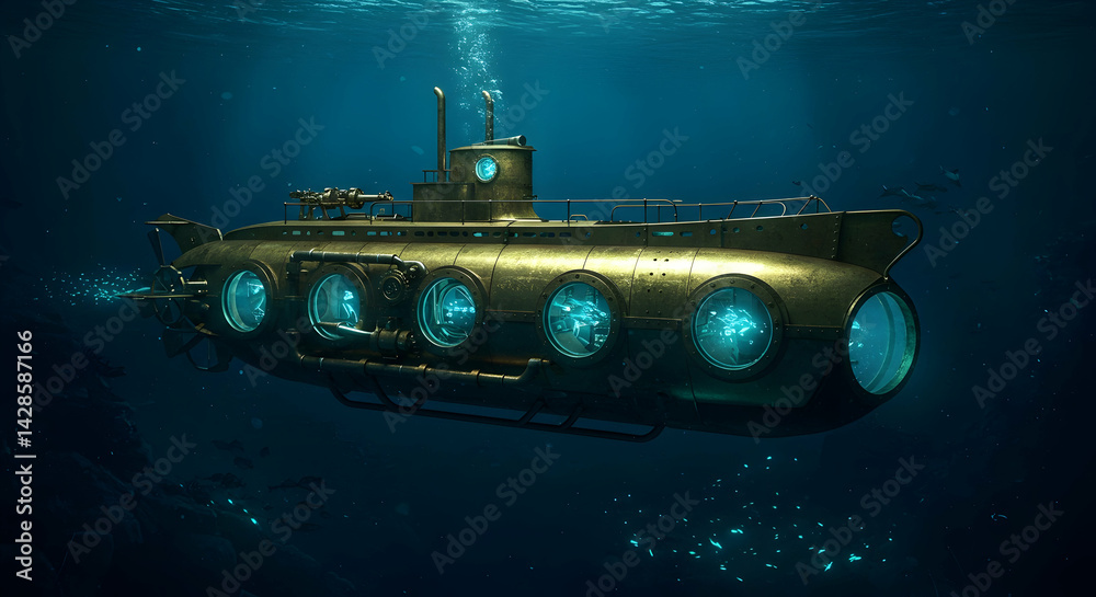 Explore the depths of the ocean in this vintage submarine perfect for ...