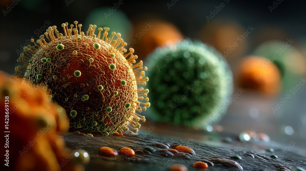 food safety contamination control. Microscopic View of Viral Particles ...