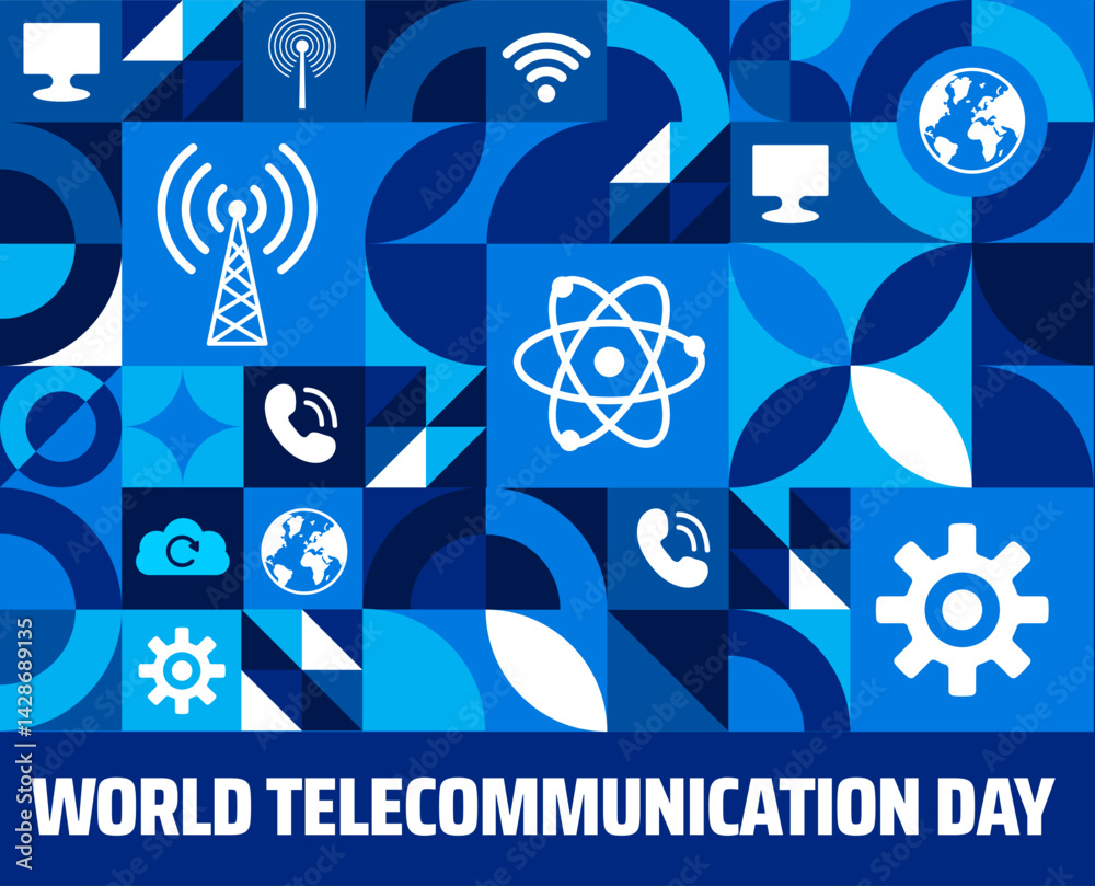 world telecommunication day Geometric shape pattern background banner ...