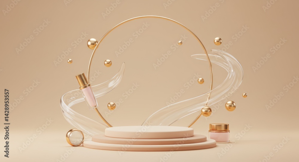 Gold 3d podium presentation studio background of empty stage, golden ...