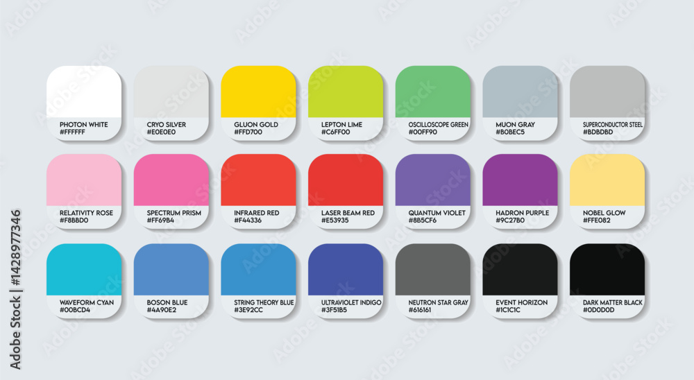 Image vectorielle Stock Physicist Color Guide Palette with Color Names ...