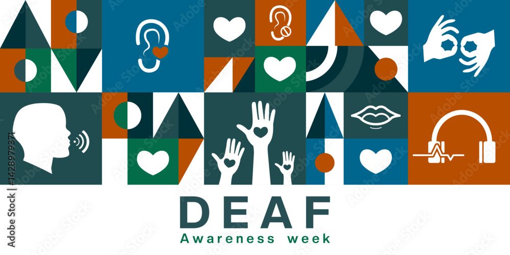 Deaf Awareness Week. Geometric style, human, ear and more. Suitable for ...