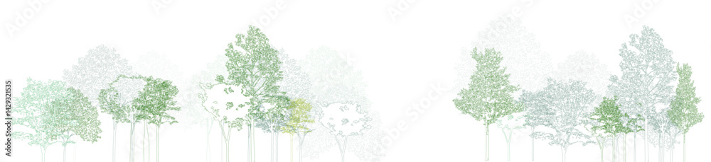 Architectural Drawings, Minimal style cad tree line drawing, Side view ...