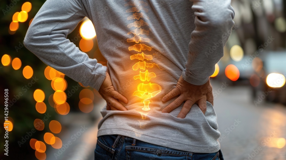Back pain: lumbar strain, spinal tension, nerve compression, vertebral ...
