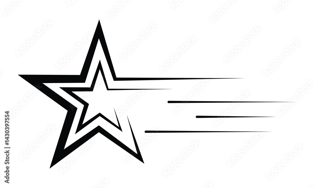 Black falling star icon, vector logo design. Shooting star sign for ...