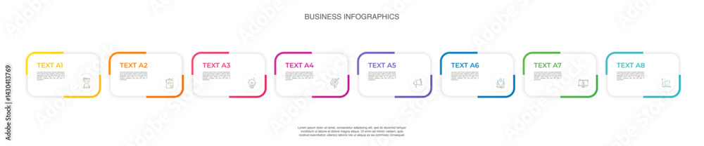 Modern vector infographics with 8 rectangles. Business template with ...