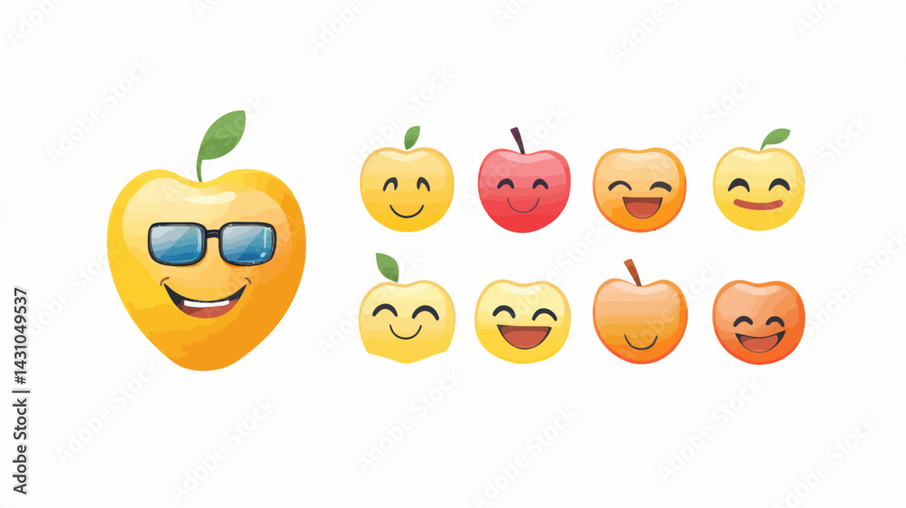 Apple Emoticon Update iOS 17.4.1 April 2024 Vector Illustrations of ...
