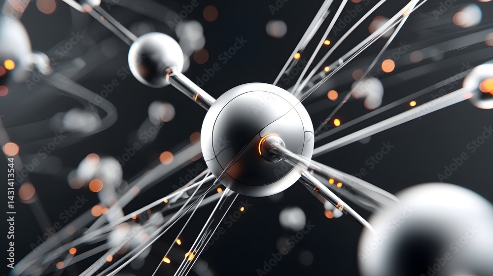 A high-resolution image of atomic particles showcasing dynamic movement and intricate ...