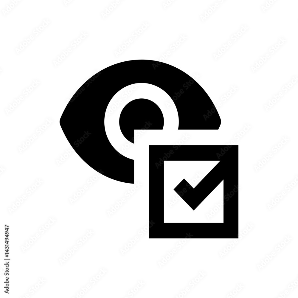 Vector de Stock Eye icon with a check mark inside a square representing ...