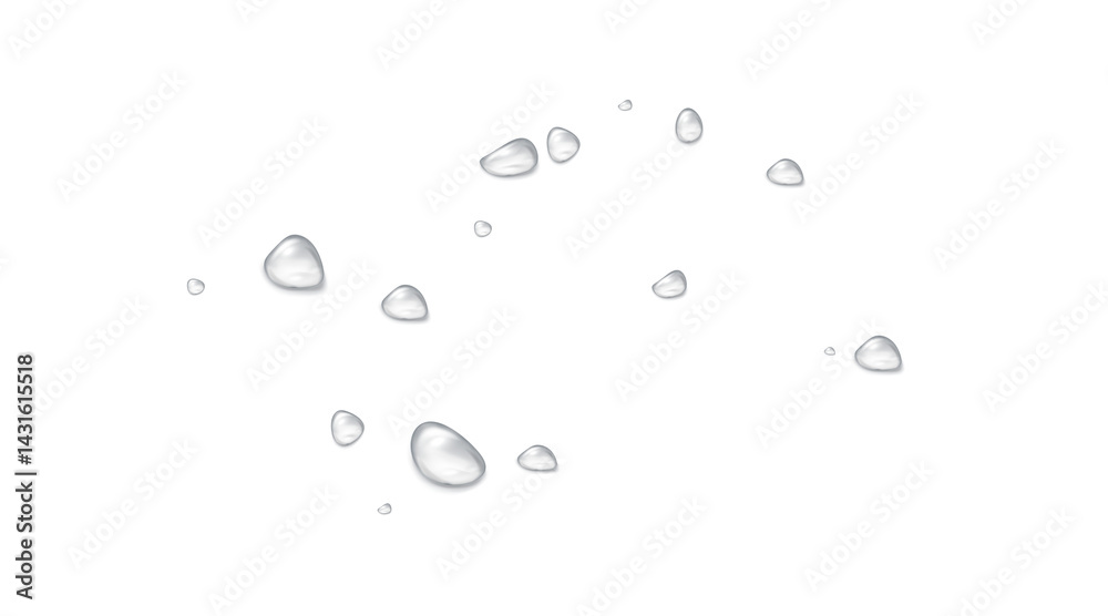 Realistic water drops on a transparent background, condensation on the ...
