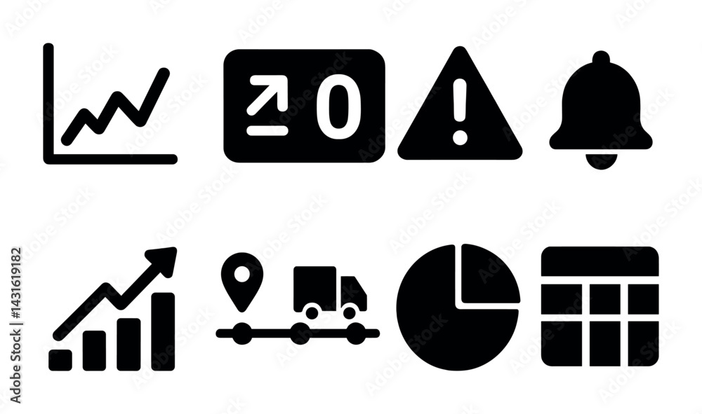 Data analysis filled icon set – solid style analytical tools and ...