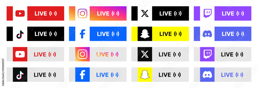 Live stream banner for Instagram, YouTube, Telegram, Twitter, TikTok ...