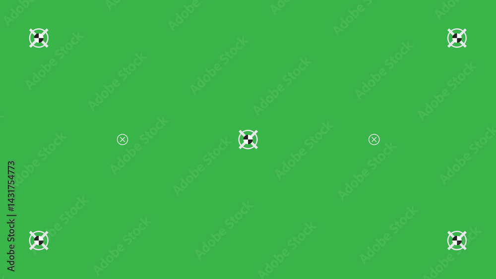Green screen template with tracking marks. Chromakey technique. Studio ...