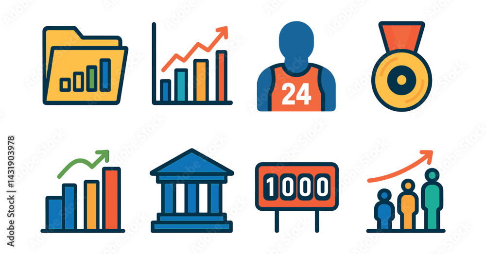 Vector de Stock historical performance: archive stat folder, year-by ...