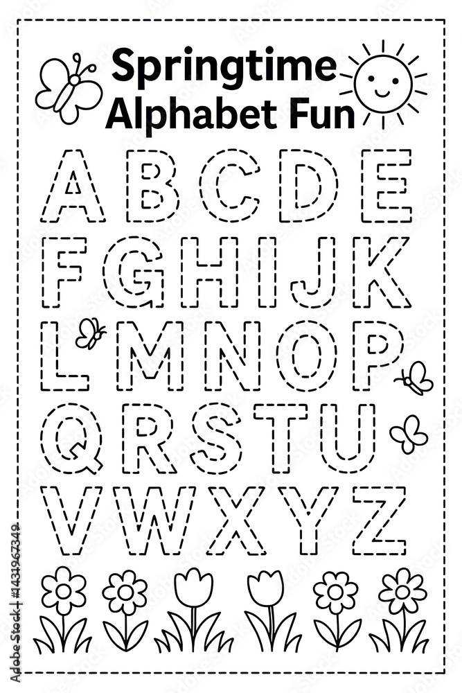 Spring Alphabet Tracing Worksheet – A to Z Letter Practice for ...