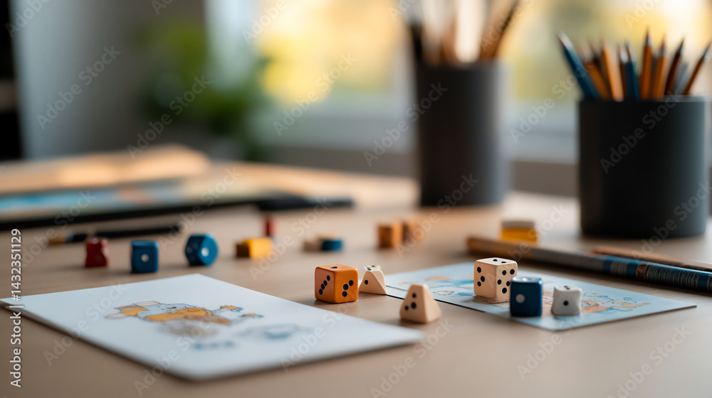 Stock-Foto „indie board game design setup with prototypes and hand ...