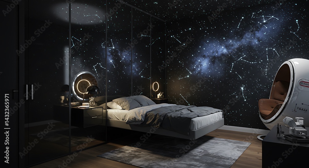 10. Zero Gravity Astronaut Room "Space themed room with bed suspended ...