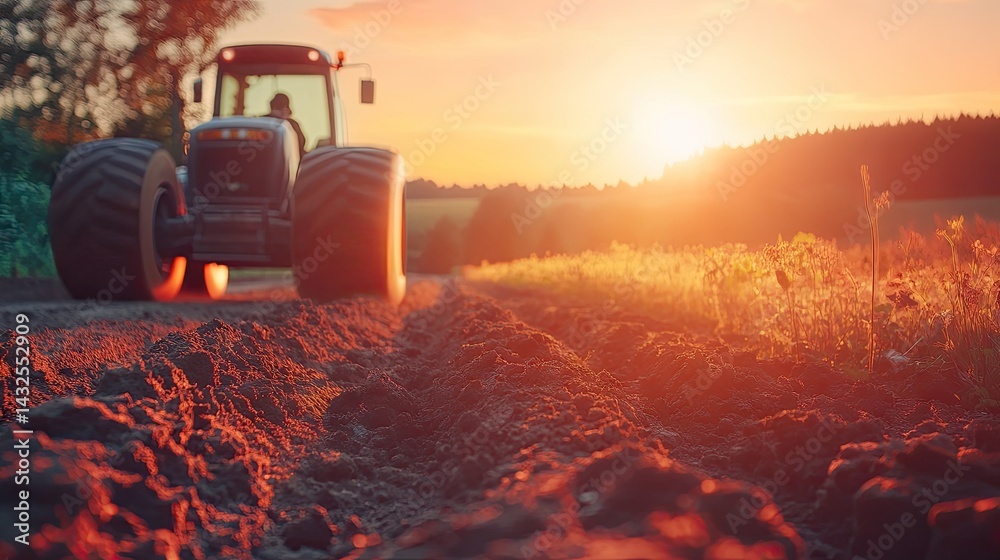 Vibratory roller compacting loose soil on a leveled ground surface ...