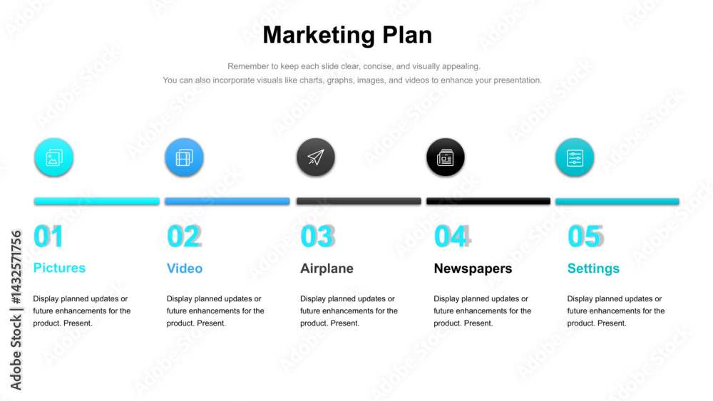 Pitch Deck Timeline with Circular Stages Stock Vector | Adobe Stock