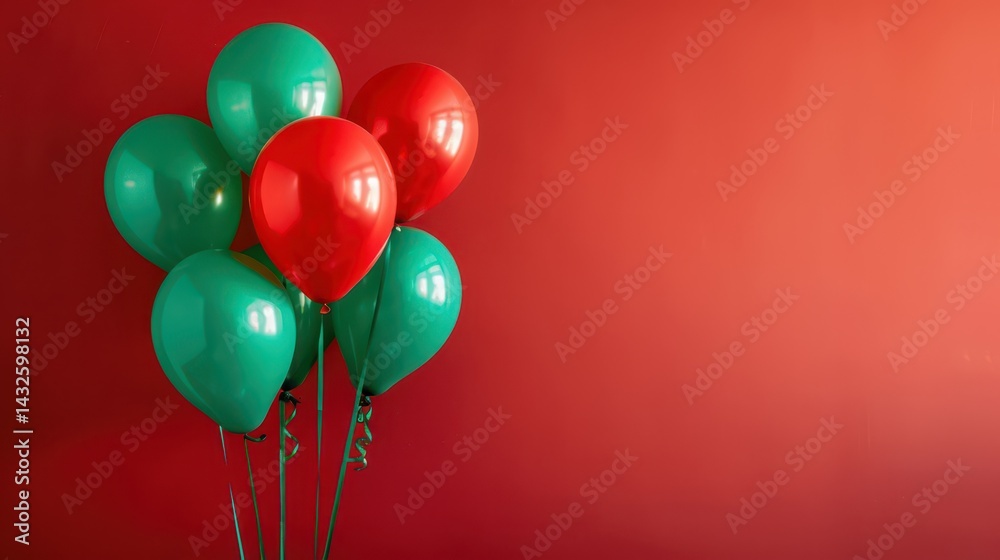Celebration of national day of Portugal with red and green balloons ...
