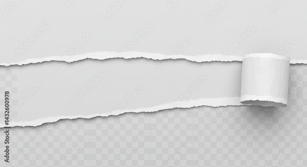 Realistic torn paper edge. Ripped white paper mockup isolated on ...