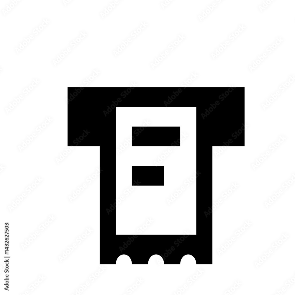 Illustration of a black atm machine dispensing a receipt with two ...