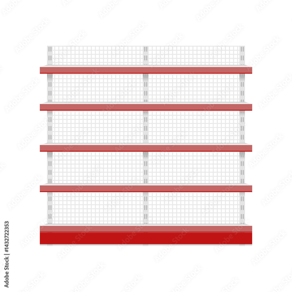 Product showcase with grid. Product display racks for selling. Empty ...