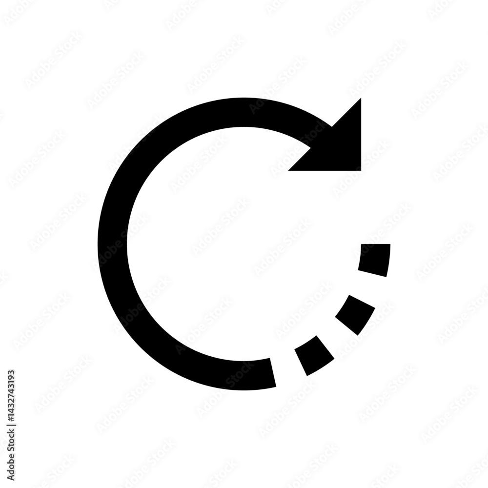 Circular arrow with a dotted line completion indicating a process of ...