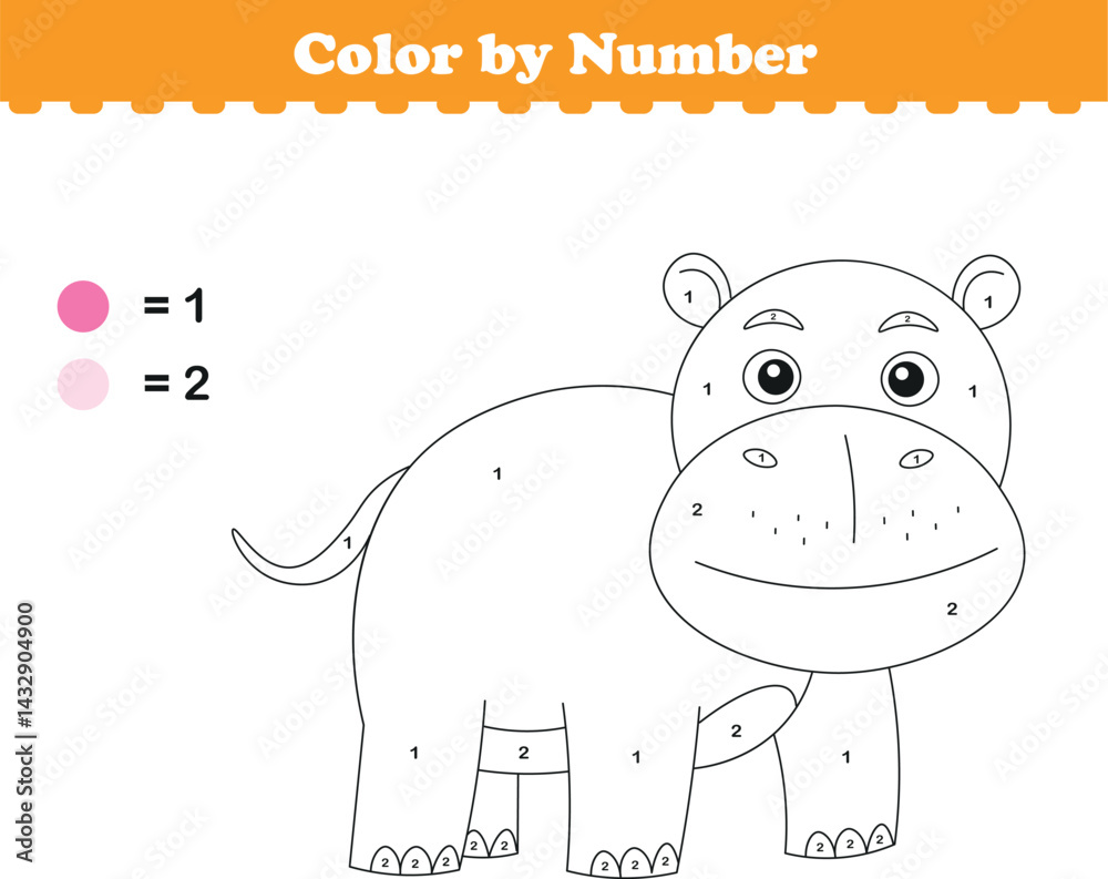 Color by numbers. Coloring page for kids. Coloring with cute ...