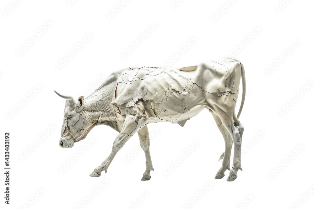 Skeletal model of a cow in natural walking position on a plain ...