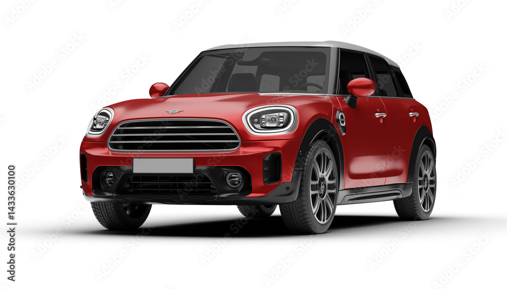 Red Mini Cooper Countryman 2025 seen from front left angle, showing ...
