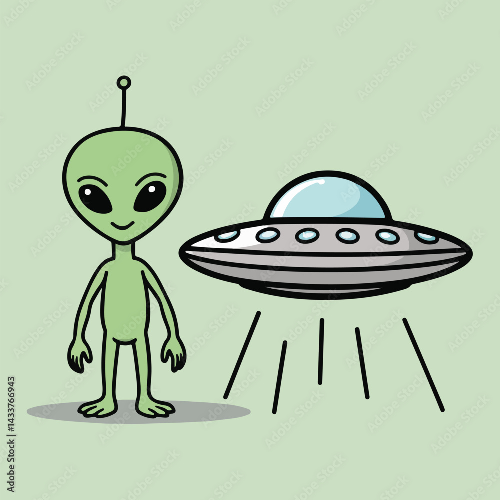 Alien Spaceship and Crop Circles Vector Design for World UFO Day ...