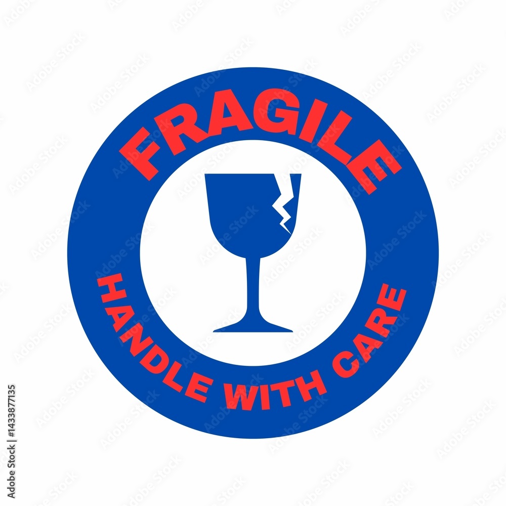 Fragile shipping stamp, Fragile Handle with Care Icon Broken Glass Symbol in Outline Style ...