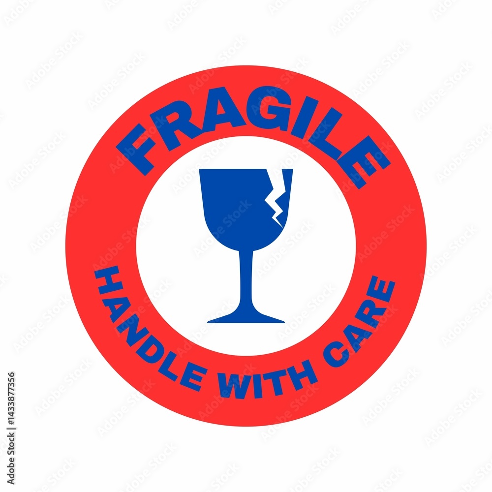 Fragile shipping stamp, Fragile Handle with Care Icon Broken Glass Symbol in Outline Style ...
