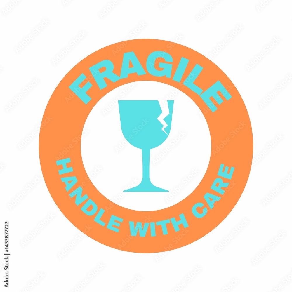 Fragile shipping stamp, Fragile Handle with Care Icon Broken Glass Symbol in Outline Style ...
