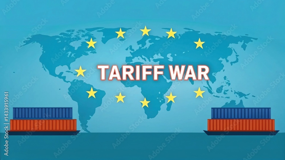 Global trade and tariff impacts. Map illustrating global trade with ...