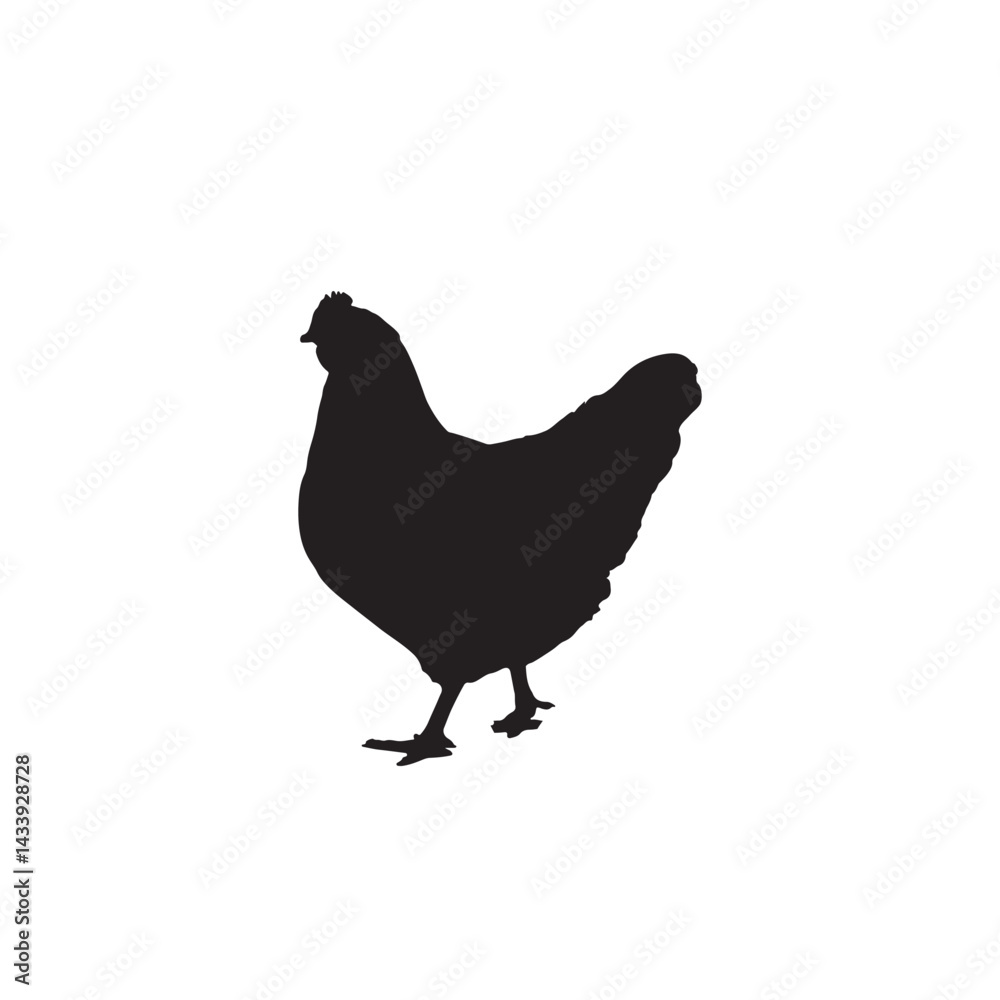 "Silhouette of Chicken, Poultry Icon, Farm Animal, Bird Outline ...